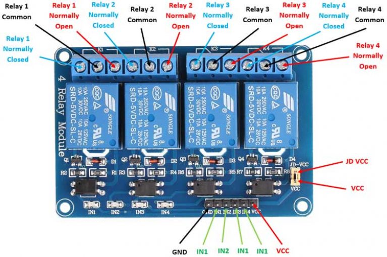 5v 4 Channel Relay Module Four-Channel Relay Module | Majju PK