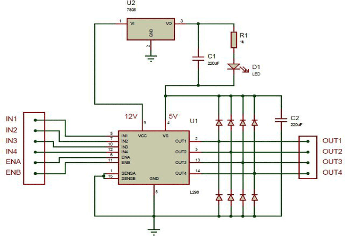 L298N Motor Driver Module, Schematic, datasheet, pinout L298N Motor Driver Module, Schematic, datasheet, pinout